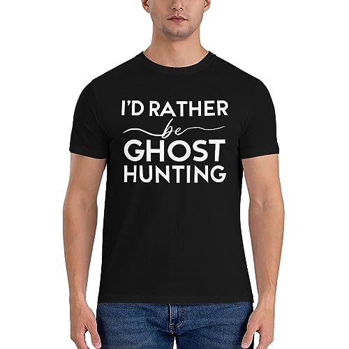 YvoneDBrownn I'd Rather Be Ghost Hunting Men's T-Shirt, Men's Short Sleeve Tees Black T-Shirts for Men X-Small