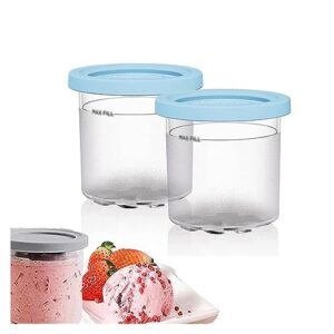 evanem 2/4/6pcs creami pint containers, for ninja ice cream maker cups,16 oz creami deluxe airtight,reusable compatible nc301 nc300 nc299amz series ice cream maker,blue-4pcs