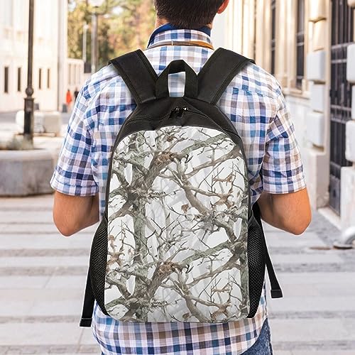 RLDOBOFE White Tree Camo Backpack For Women Men Travel Laptop Backpack Rucksack Casual Daypack Lightweight Travel Bag