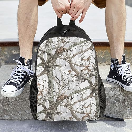 RLDOBOFE White Tree Camo Backpack For Women Men Travel Laptop Backpack Rucksack Casual Daypack Lightweight Travel Bag