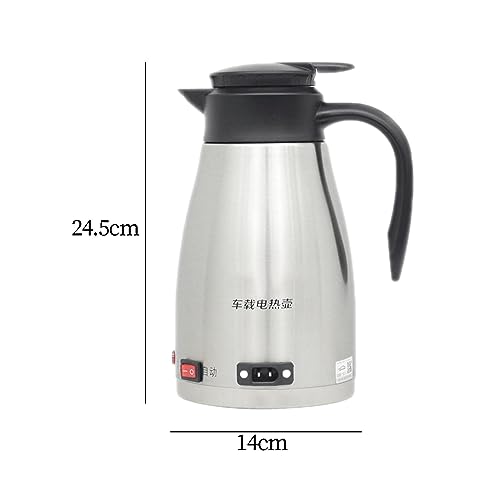 MagiDeal Stainless Steel Coffee Warmer Car Electric Kettle Drinking Cup Car Mug Large Capacity Portable Teapot Car Water Boiler for Self Driving Tour, 24V