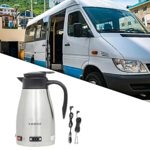 MagiDeal Stainless Steel Coffee Warmer Car Electric Kettle Drinking Cup Car Mug Large Capacity Portable Teapot Car Water Boiler for Self Driving Tour, 24V