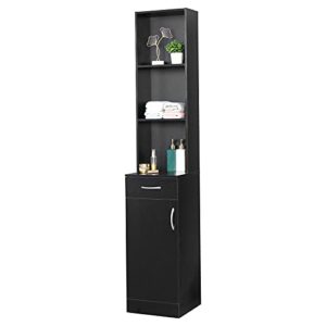 Black Skinny Storage Cabinet Tall Skinny Cabinet,Wall Cabinet Skinny Cabinet Narrow Kitchen Cabinet Tall Skinny Storage Cabinet Skinny Bathroom Cabinet Tall Narrow Bathroom Kitchen Living Room Storage