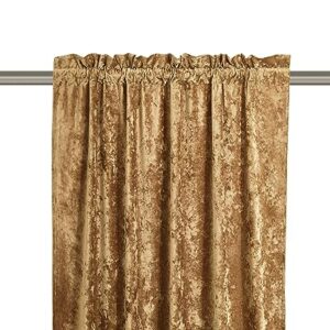 Chezmoi Collection Lux Caramel Gold Crushed Velvet Curtains 2 Panel Set - 96 inches Long Room Darkening Luxury Distressed Velvet Rod Pocket Window Drapes for Living Room Bedroom 50" W x 96" L