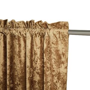 Chezmoi Collection Lux Caramel Gold Crushed Velvet Curtains 2 Panel Set - 96 inches Long Room Darkening Luxury Distressed Velvet Rod Pocket Window Drapes for Living Room Bedroom 50" W x 96" L