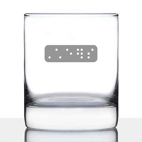 Braille Cheers Rocks Glass - Fun Braille Gifts for Braille Teachers and Visually Impaired or Blind Braille Readers - 10.25 Oz Glasses