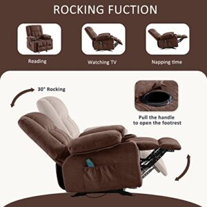 BOSMILLER Massage Rocker Recliner Chair with Vibration Massage and Heat Ergonomic Lounge Chair for Living Room with Rocking Function and Side Pocket, 2 Cup Holders, USB Charge Port