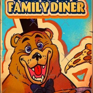 FNAF-Fredbear's Family Diner Pizza Poster 8 x 12 Inch Funny Metal Tin Sign Game Room Man Cave Wall Decor