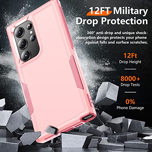 Red2Fire for Samsung Galaxy S23 Ultra Case, [Military Grade Shockproof] with 2Pack [Soft Screen Protector + Camera Protector] Heavy Duty Full Body Protection Phone Case for S23 Ultra Case 5G, Pink