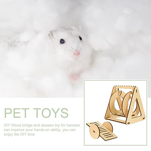 POPETPOP 2pcs Wooden Hamster Toy Seesaw Swing Small Animal Play House Cage Chew Toy Pet Sport Exercise Toys Set for Hamsters Rat Mouse Gerbil Chinchilla Accessories