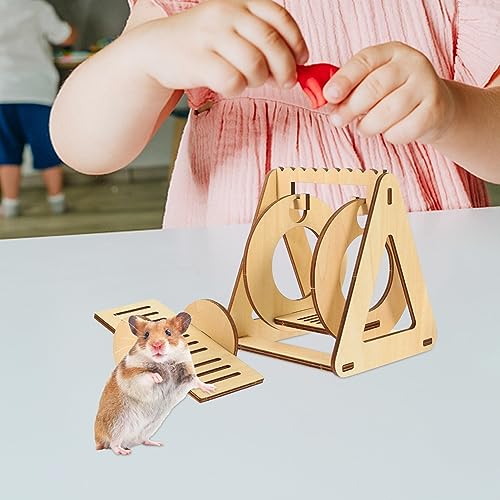 POPETPOP 2pcs Wooden Hamster Toy Seesaw Swing Small Animal Play House Cage Chew Toy Pet Sport Exercise Toys Set for Hamsters Rat Mouse Gerbil Chinchilla Accessories