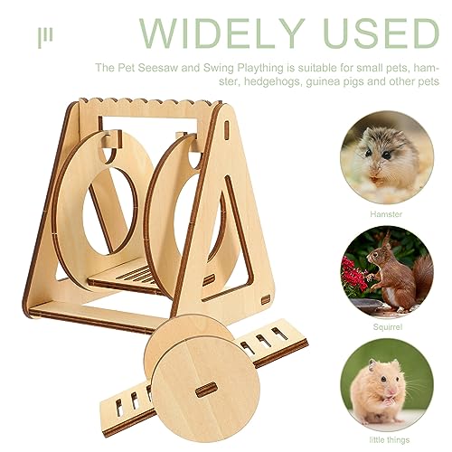 POPETPOP 2pcs Wooden Hamster Toy Seesaw Swing Small Animal Play House Cage Chew Toy Pet Sport Exercise Toys Set for Hamsters Rat Mouse Gerbil Chinchilla Accessories