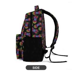 Pineapple on Black Unisex Laptop Backpack Cute Travel Backpacks Business Work Bag Computer Bag Casual Daypack