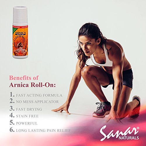 Sanar Naturals Arnica Roll On, 3 oz - Max Strength Relief - Fast Acting - Clear Gel Ointment for Back, Joints, Neck, Legs (Pack of 3)