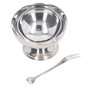 syrisora ice cream bowl stainless steel dessert pudding bowls sundae salad serving dip bowl trifle tasting bowls with fork (150ml)