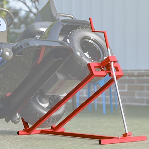 DetalleGo Ride on Lawn Mower Jack Lift, Telescopic Maintenance Jack for Lawn Mowers and Garden Tractors, Weight Capacity 880 Lbs, Lawn Mower Lift with Crank Handle & Power Tool Handle