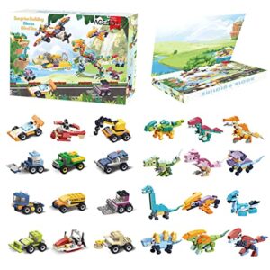 panw christmas advent calendar building toy set，24 days racing car dinosaur construction kit, mystery box advent calendars surprise christmas bricks gifts for kids boys girls compatible with lego (400+pcs)