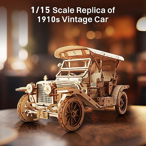 ROKR 3D Wooden Puzzles for Adults Bundle Set - Cello Music Box & Vintage Car Model Kit, Unique Gift Hobby for Boys Girls Family