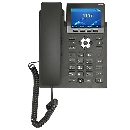 VoIP Phone, 2.4G 5G WiFi IP Dual Mode Telephone, 3.5in Color Display, Volte HD Calling, 3 Party Audio Conference, POE Power Supply, RJ45 RJ11, for Business Office Home (US Plug)