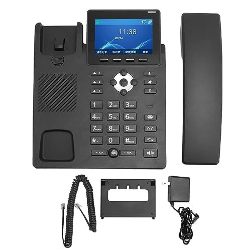 VoIP Phone, 2.4G 5G WiFi IP Dual Mode Telephone, 3.5in Color Display, Volte HD Calling, 3 Party Audio Conference, POE Power Supply, RJ45 RJ11, for Business Office Home (US Plug)