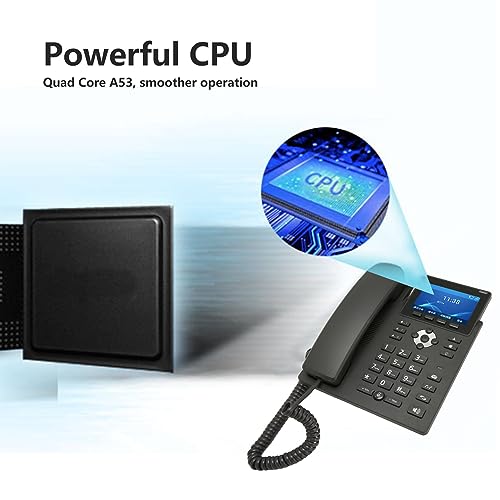 VoIP Phone, 2.4G 5G WiFi IP Dual Mode Telephone, 3.5in Color Display, Volte HD Calling, 3 Party Audio Conference, POE Power Supply, RJ45 RJ11, for Business Office Home (US Plug)