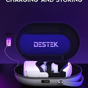 DESTEK OC1 Magnetic Charging Carrying Travel Case for Meta/Oculus Quest 2 VR Accessories, Universal Charging Large Storage Case for Meta/Oculus Quest 2 and Battery Head Strap- Window Version