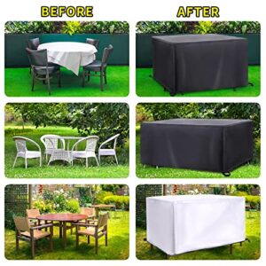 Patio Furniture Covers, Outdoor Waterproof Patio Table Furniture Set Covers, Rectangular Table and Chair Set Cover, Outdoor Sectional Sofa Set Covers with 4 Windproof Buckles 100x70x75cm(LxWxH)