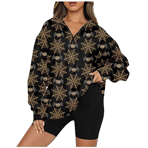 Sweaters for Women Oversized Sweatshirt for Women Long Sleeve Workout Tops for Women 1/4 Zip Sweatshirt Women Generic Oversized Long Sleeve Pullover Casual Tops Printed Sweater Y2k Shirts Loose Blouse