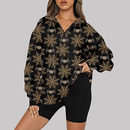 Sweaters for Women Oversized Sweatshirt for Women Long Sleeve Workout Tops for Women 1/4 Zip Sweatshirt Women Generic Oversized Long Sleeve Pullover Casual Tops Printed Sweater Y2k Shirts Loose Blouse