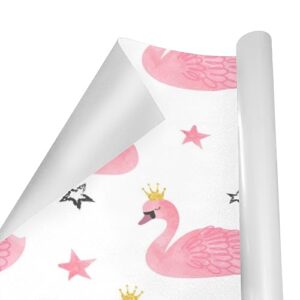 Veundei 3 Pack Gift Wrapping Paper Bundle Watercolor Swan Princess Wrapping Paper Roll Packing Paper Gift Wrap for Birthdays, Weddings, Party, Holiday, Baby Shower, 58 x22.8 Inch (9.18.sq.ft) per Roll