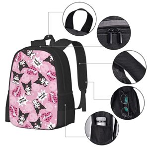 BIJASANI Kawaii Backpack 3PC Set Girls Bookbag Teens Laptop Backpack with Lunch Bag Pencil Case Casual Daypack