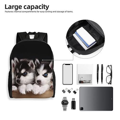 QQLADY Husky Dog Travel Backpack for Women Men Carry On Backpack Waterproof 15.6inch Laptop Backpack Hiking Casual Bag Backpack