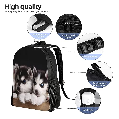 QQLADY Husky Dog Travel Backpack for Women Men Carry On Backpack Waterproof 15.6inch Laptop Backpack Hiking Casual Bag Backpack