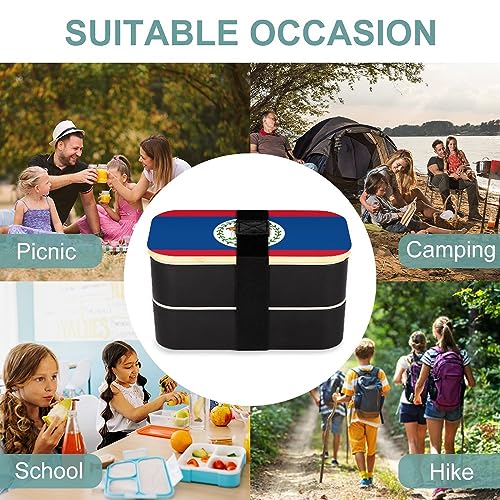 Flag of Belize Bento Box for Adult Lunch Box Containers with 2 Compartments Large Capacity for Camping Work Office