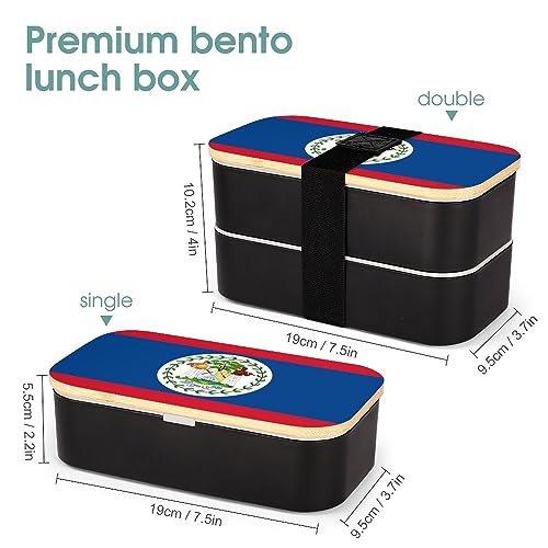 Flag of Belize Bento Box for Adult Lunch Box Containers with 2 Compartments Large Capacity for Camping Work Office