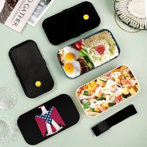 American Flag Bald Eagle Bento Box for Adult Lunch Box Containers with 2 Compartments Large Capacity for Camping Work Office