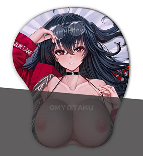 Anime 3D Gaming Mousepad with Wrist Support, Soft Silicon Gel Desk Mat Cartoon Mice Mat Anti-Slip Desk Pad (Taihou)