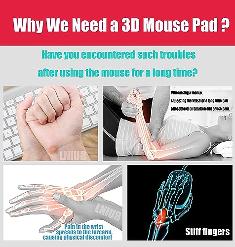 Anime 3D Gaming Mousepad with Wrist Support, Soft Silicon Gel Desk Mat Cartoon Mice Mat Anti-Slip Desk Pad (Taihou)