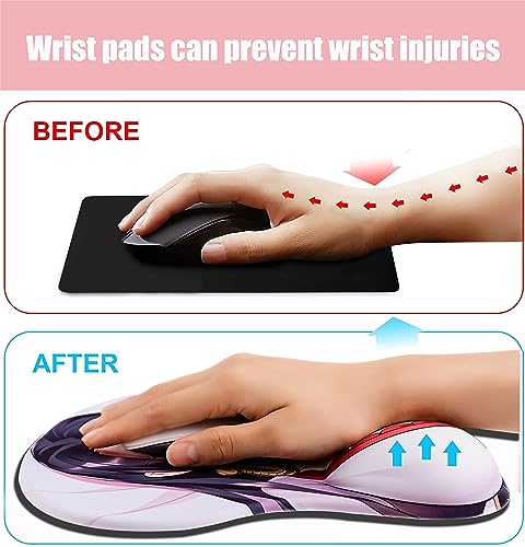 Anime 3D Gaming Mousepad with Wrist Support, Soft Silicon Gel Desk Mat Cartoon Mice Mat Anti-Slip Desk Pad (Taihou)