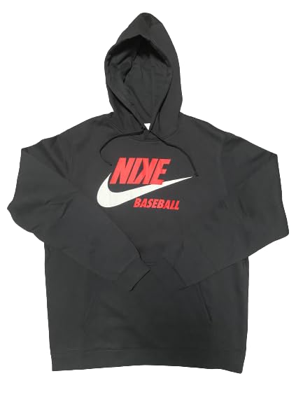 Nike Men's Pullover Baseball Hoodie (Large, Black/Red/White)