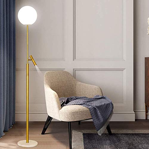 GRFIT Floor Lamp Standing Lamp Spherical Stick Floor Lamp Ontemporary LED Standing Light for Bedrooms Offices Antique Brass Indoor Pole Light ，H 68.2", Gold Modern Standing Lamp Retro Floor lamp