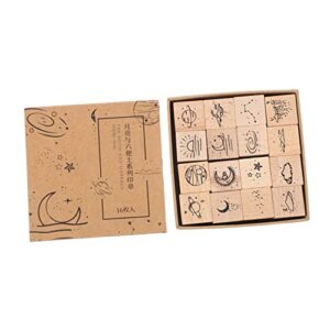 exceart 16pcs seal diy scrapbook stationery set scrapbook wood stamper seal set vintage wooden stamps diary stamp kit diy craft tool wooden stamper scrapbook seal manual die ink