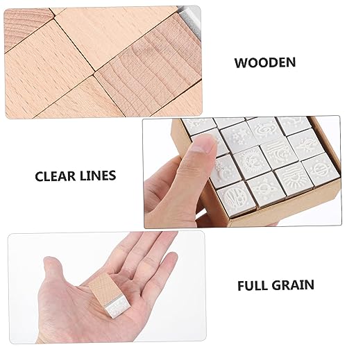 EXCEART 16pcs Seal DIY Scrapbook Stationery Set Scrapbook Wood Stamper Seal Set Vintage Wooden Stamps Diary Stamp Kit DIY Craft Tool Wooden Stamper Scrapbook Seal Manual Die Ink