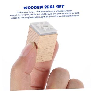 EXCEART 16pcs Seal DIY Scrapbook Stationery Set Scrapbook Wood Stamper Seal Set Vintage Wooden Stamps Diary Stamp Kit DIY Craft Tool Wooden Stamper Scrapbook Seal Manual Die Ink