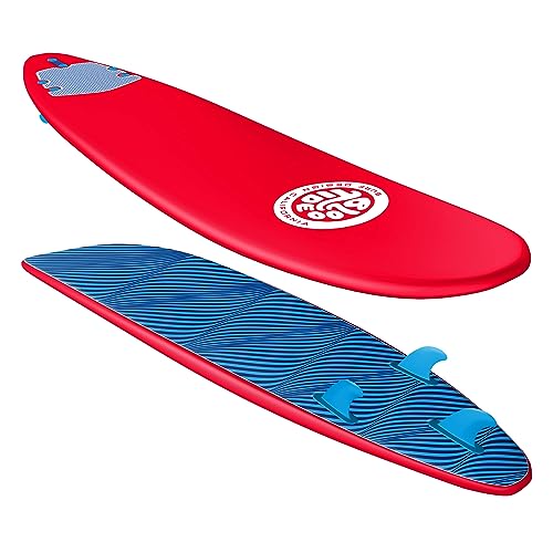 Bloo Tide 8ft Surfboard Soft top Red with Blue Wavizm Design Bottom Graphic