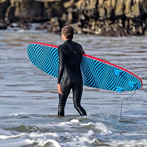 Bloo Tide 8ft Surfboard Soft top Red with Blue Wavizm Design Bottom Graphic