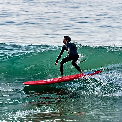 Bloo Tide 8ft Surfboard Soft top Red with Blue Wavizm Design Bottom Graphic