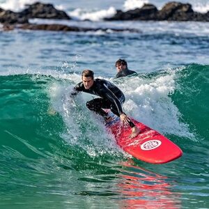 Bloo Tide 8ft Surfboard Soft top Red with Blue Wavizm Design Bottom Graphic