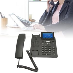 IP Phone for Office Business, VoIP Phone with 3.5 Color Display, Dual Port RJ45 Gigabit Ethernet, 2.4G/5G WiFi, 802.3af PoE, 8 Programmable Buttons, Power Adapter (US Plug)