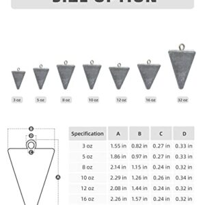 BLUEWING 2lb Box Pyramid Fishing Sinker Weights Lead Weight Saltwalter Fishing Weights for Surf Fishing, 3oz, 10 Pack